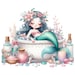 Mermaid Clip Art, Spa Clipart, 15 PNG Watercolor Bath Relaxation Clip ...