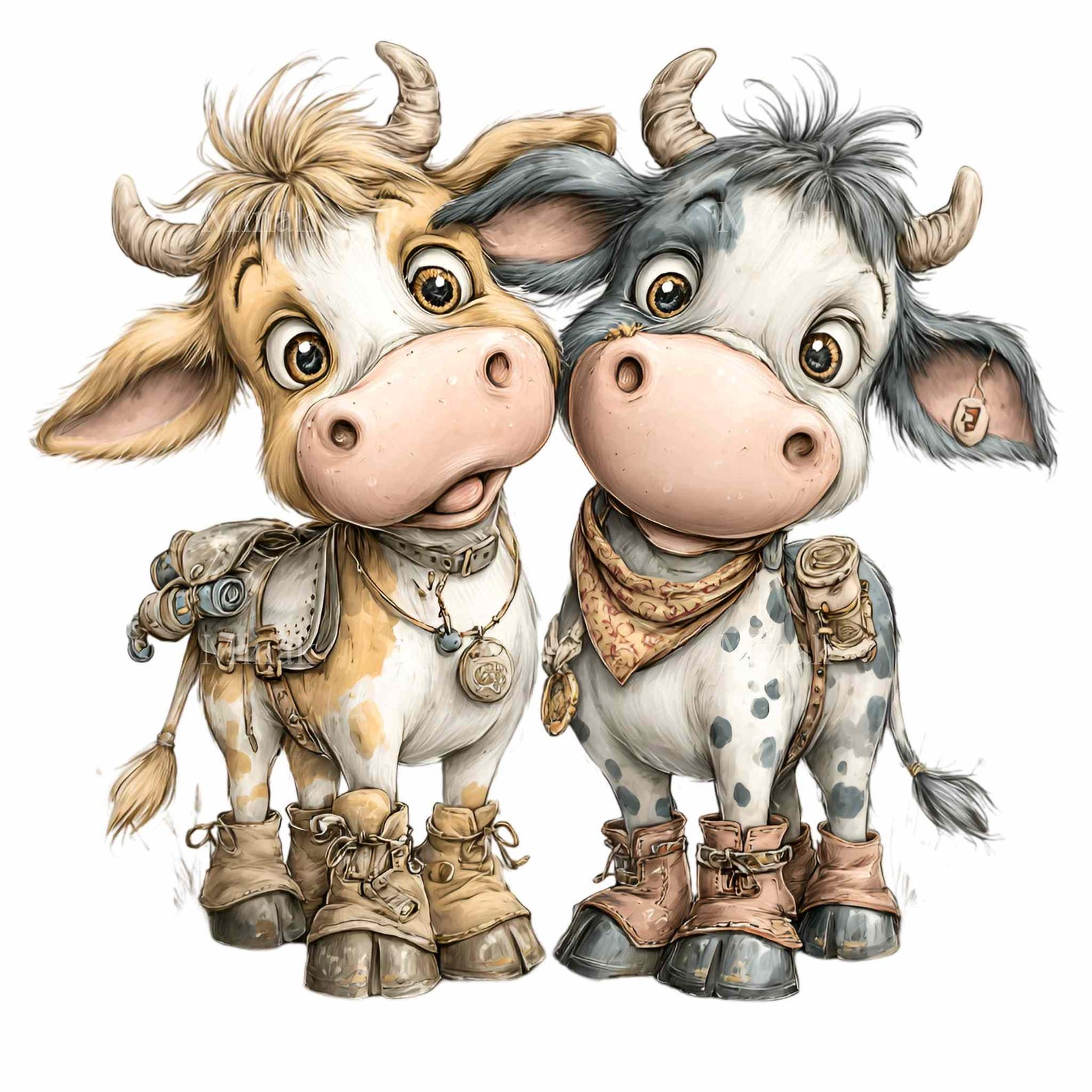 15 PNG Cute Cow Friends Clipart – Farm Animal PNG for Sublimation ...