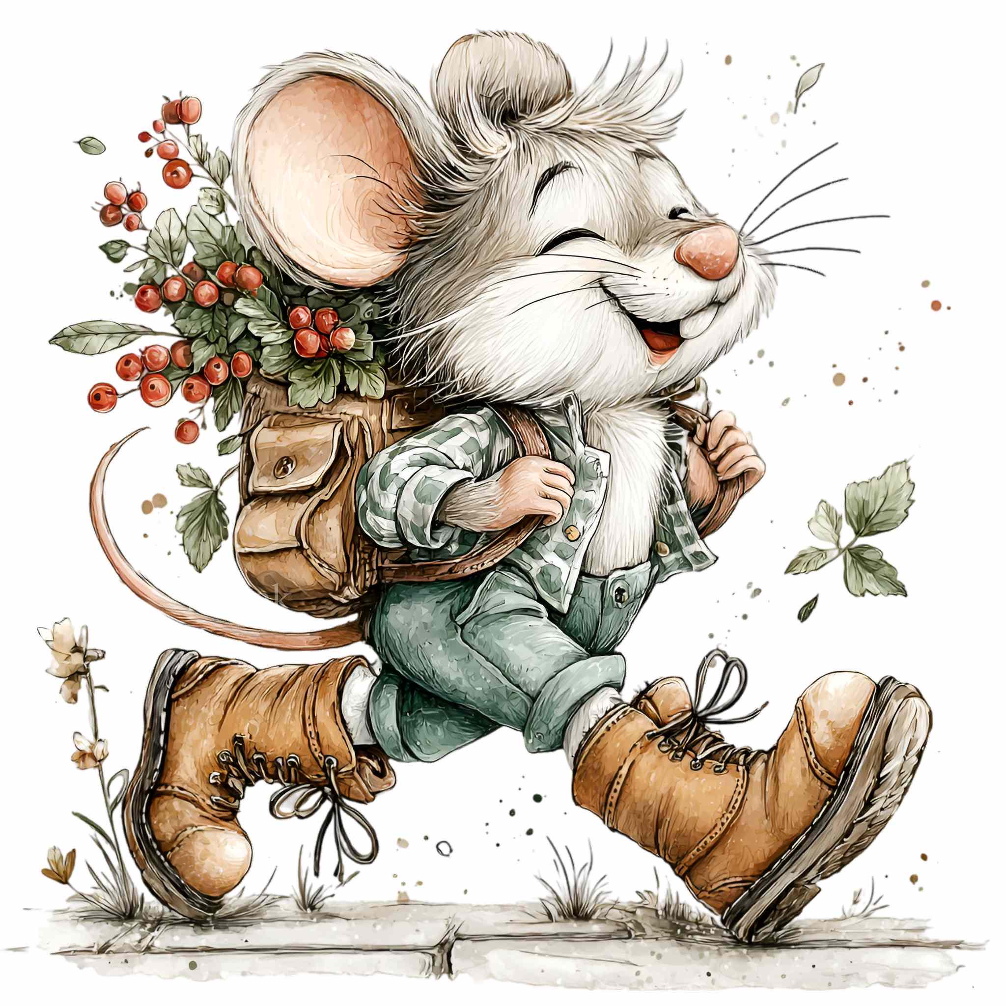 15 PNG Hiking Mouse Autumn Forest Animal Clipart, Adventure Sublimation ...