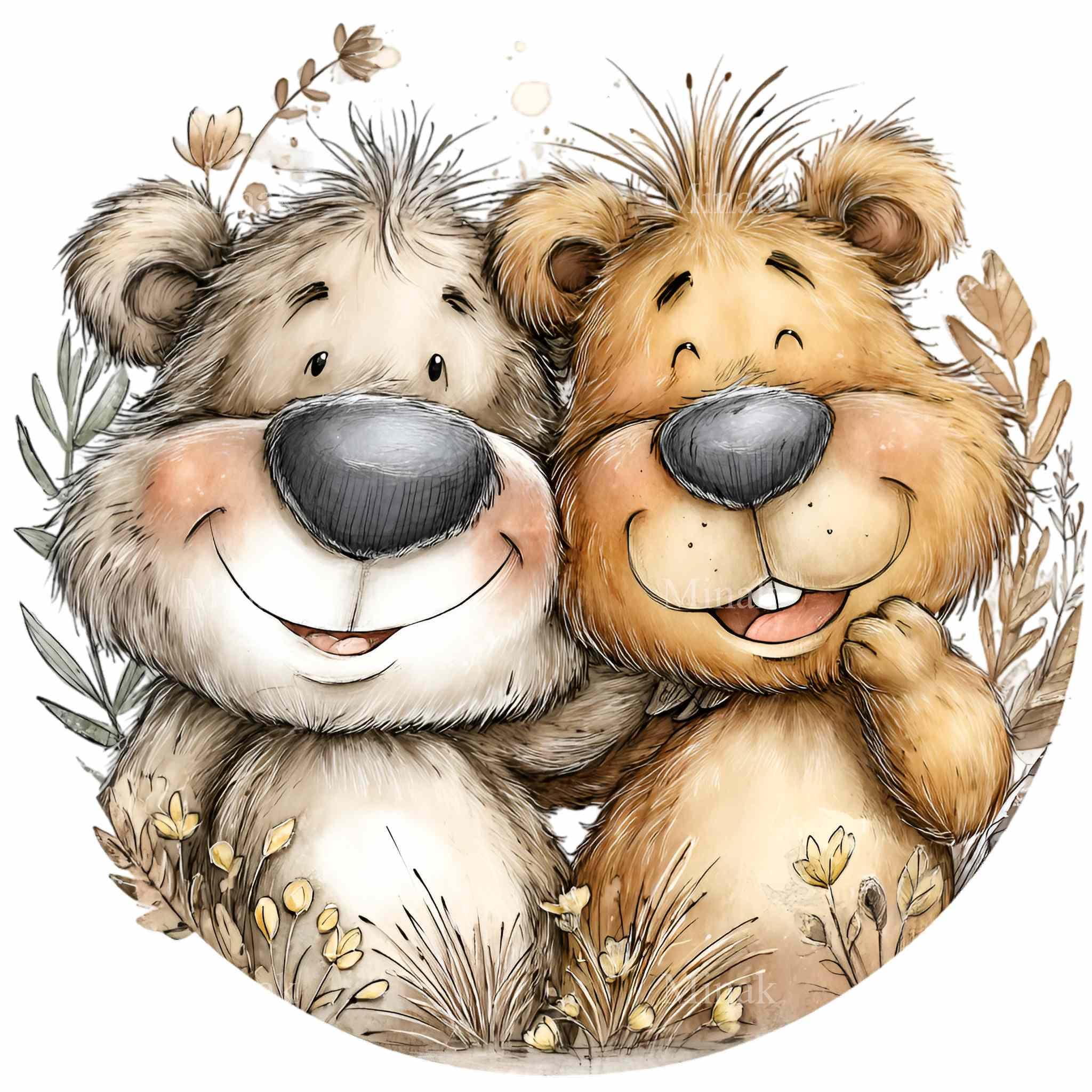 15 PNG Cute Bear Friends Clipart – Woodland Bears PNG for Nursery Wall ...