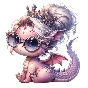 15 Princess Dragon PNG Clipart - Cute Fantasy Dragon With Tiara ...