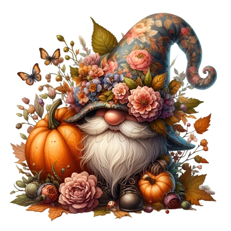 14 PNG Autumn Gnome Clipart, Fall Pumpkin Harvest, Garden Floral - Etsy