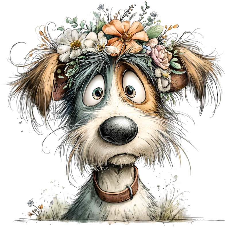 16 PNG Flower Crown Dog Clipart – Cute Puppy PNG – Digital Download for ...