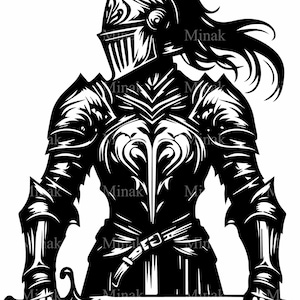 6 SVG Female Warrior SVG Cut File, Armored Lady With Twin Swords ...