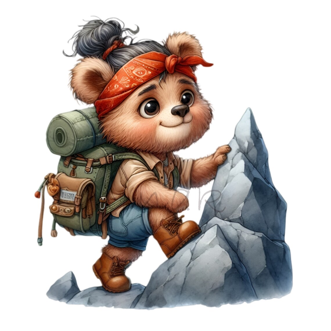 15 PNG Cute Hiking Bear Clipart, Adventurous Cartoon Bear PNG, Explorer ...