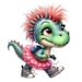 14 Ballerina Dinosaur PNG Clipart, Cute Blue Dino in Pink Tutu With ...
