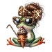 Cute Frog Leopard Print Bow Eating Ice Cream, 17 PNG Graphics Cartoon ...