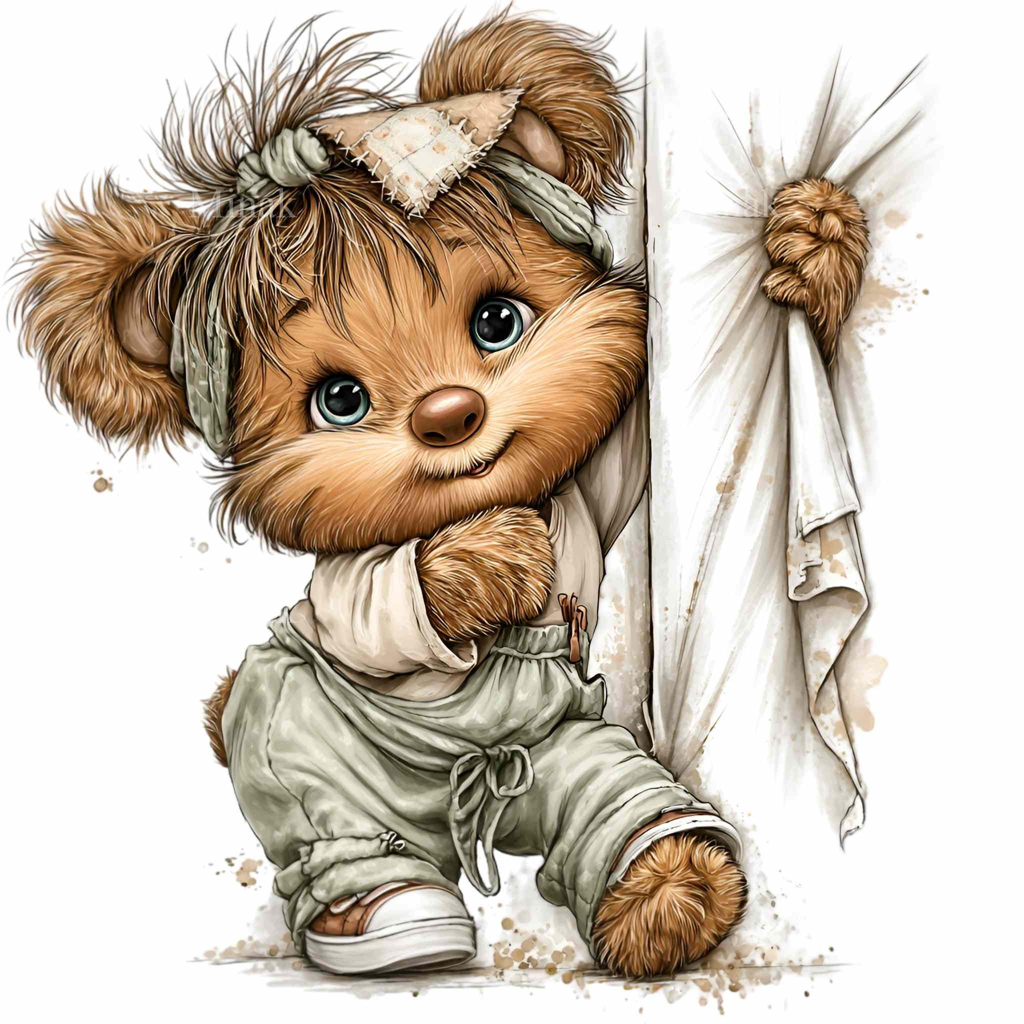 14 PNG Sleepy Bear Clipart – Cute Watercolor PNG – Baby Animal Art for ...