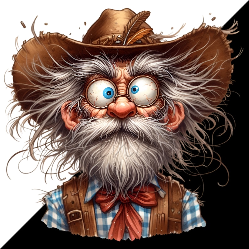 14 PNG Cowboy Grandpa Clipart – Funny Western Old Man Portrait ...