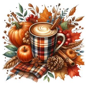 15 PNG Pumpkin Coffee Clipart – Autumn Latte PNG Digital Download ...