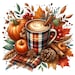 Plaid Fall Coffee Cup Clipart PNG - 15 Autumn Latte With Cinnamon ...