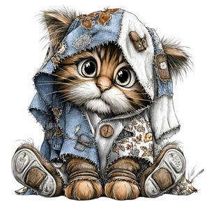 15 PNG Patchwork Cat Clipart - Cute Kitten PNG Illustration - Rustic ...