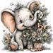 10 PNG Holiday Elephant Clipart – Baby Animal PNG With Gifts – Winter ...