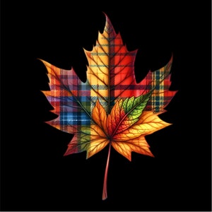 Autumn Plaid Leaf Clipart PNG, 15 Colorful Fall Leaf With Tartan ...