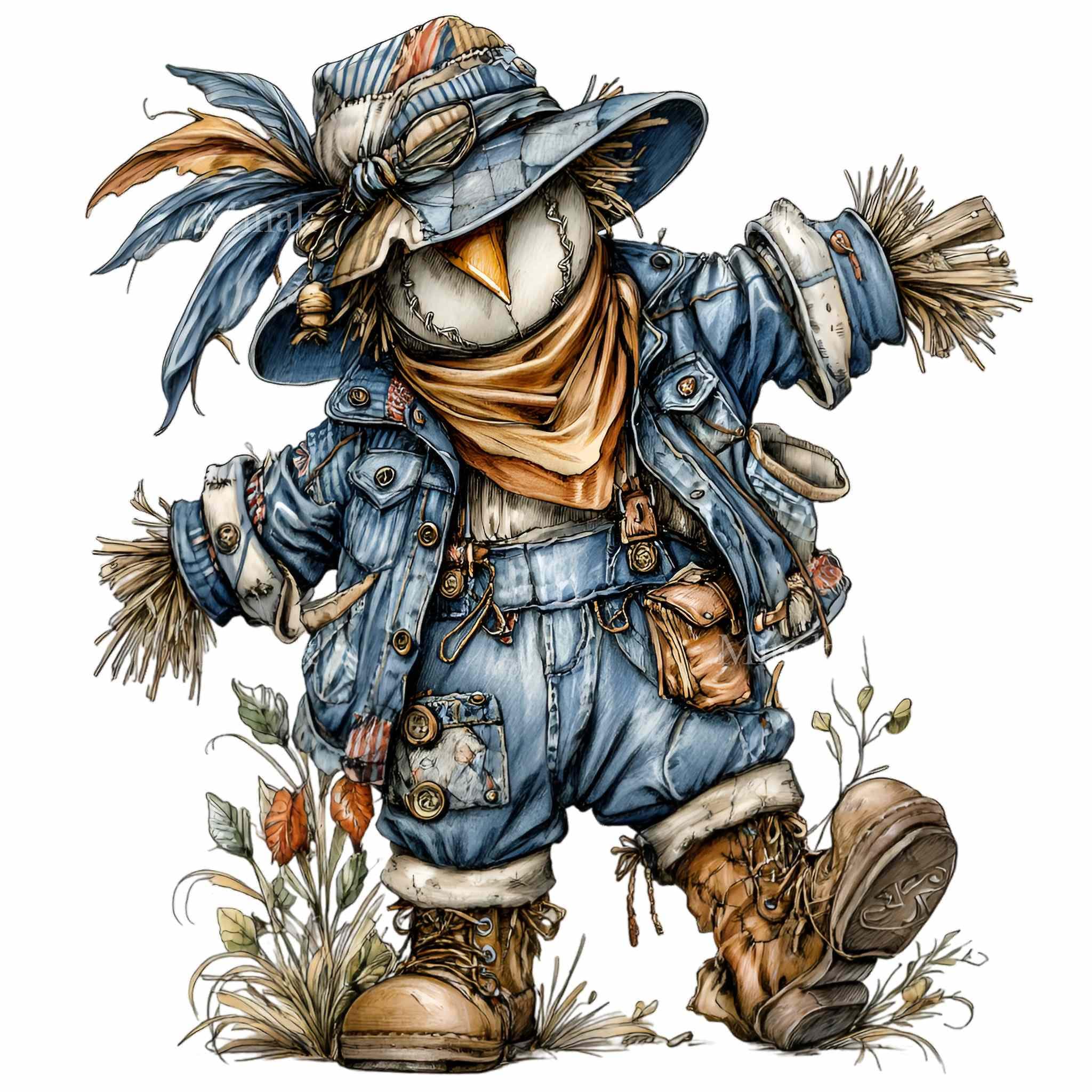 15 PNG Autumn Crow – Scarecrow PNG Clipart for Fall Decor, Rustic ...