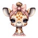 Giraffe Clip Art, Messy Bun Clipart, 10 PNG Cute Baby, Giraffe Girl ...