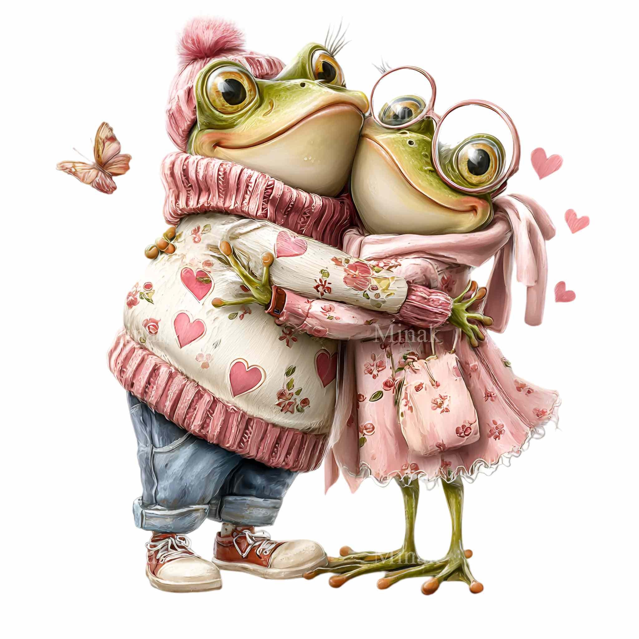 15 PNG Frog Couple Love Clipart – Valentine Animal Illustration ...
