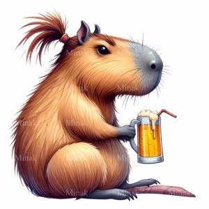 12 Cute Capybara With Glasses PNG Clipart, Adorable Capybara Holding ...