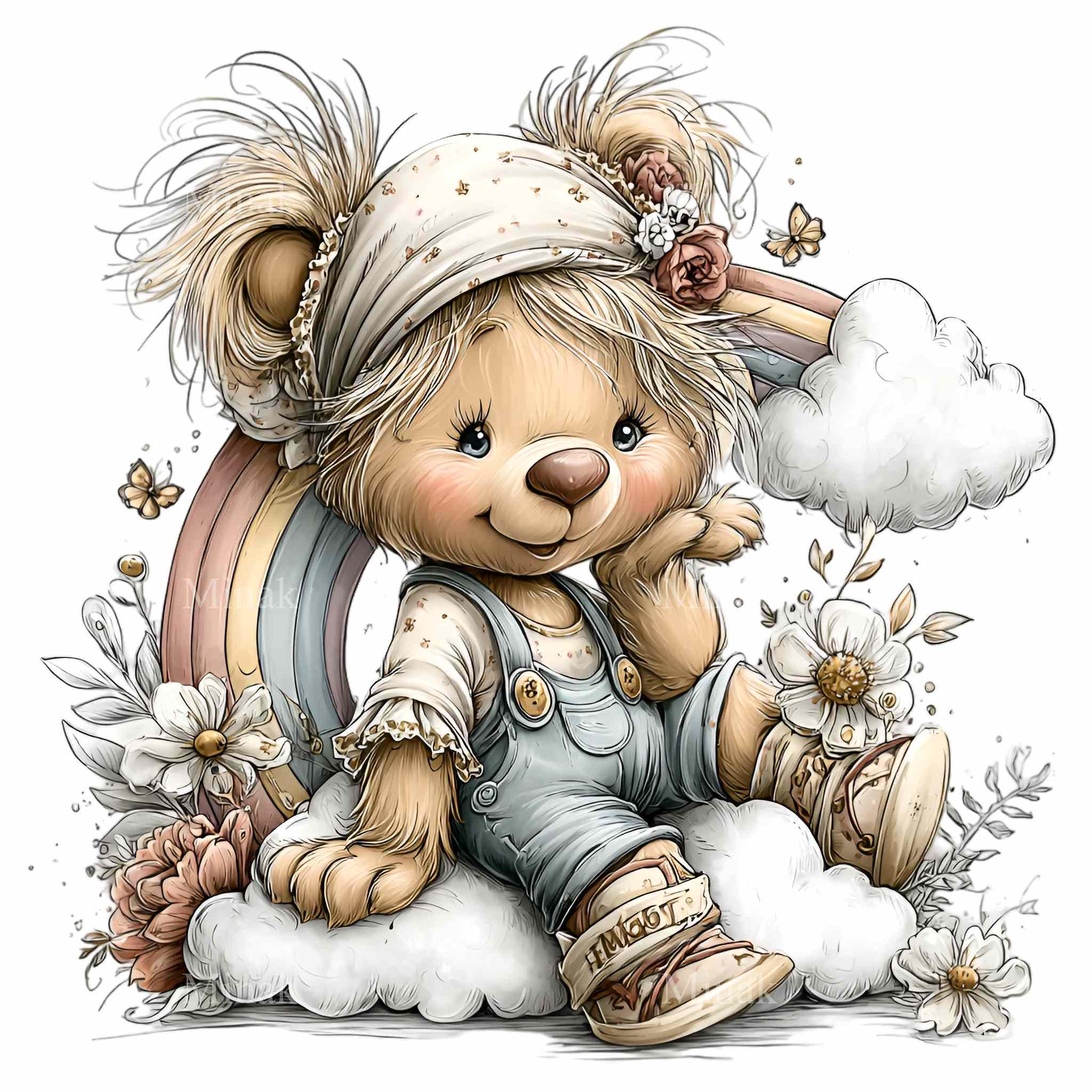 15 PNG Rainbow Bear PNG – Cute Baby Animal Clipart With Flowers ...
