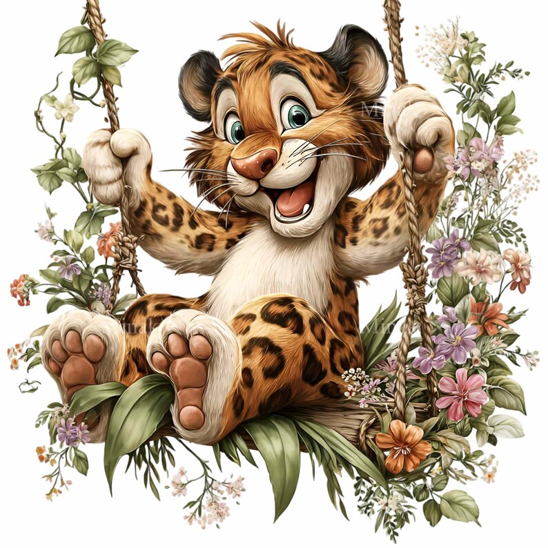 14 PNG Tiger Swing Clipart – Cute Tiger PNG – Jungle Animal Art With ...
