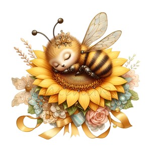 Honey Bee Clipart, Cute Bumblebee Clip Art, 10 PNG Flowers Baby Bee ...