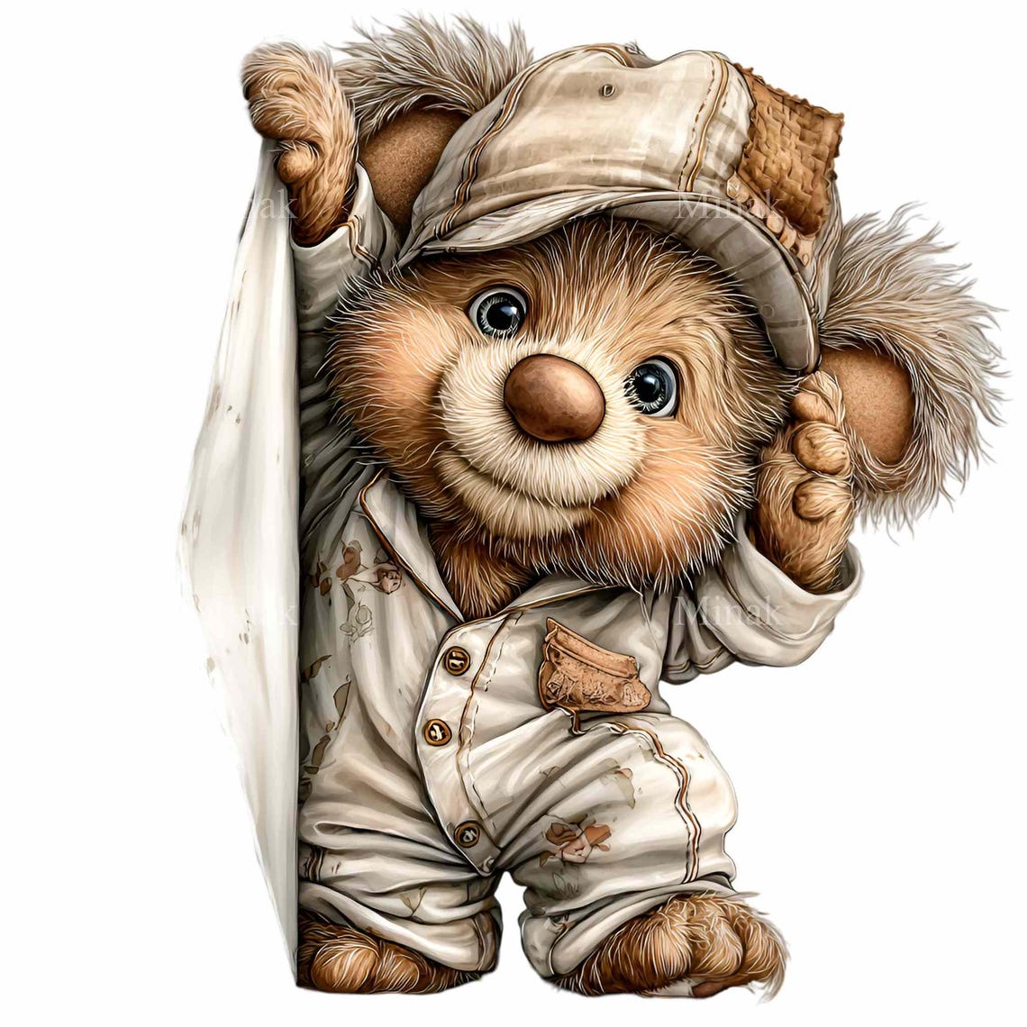 14 PNG Sleepy Bear Clipart – Cute Watercolor PNG – Baby Animal Art for ...