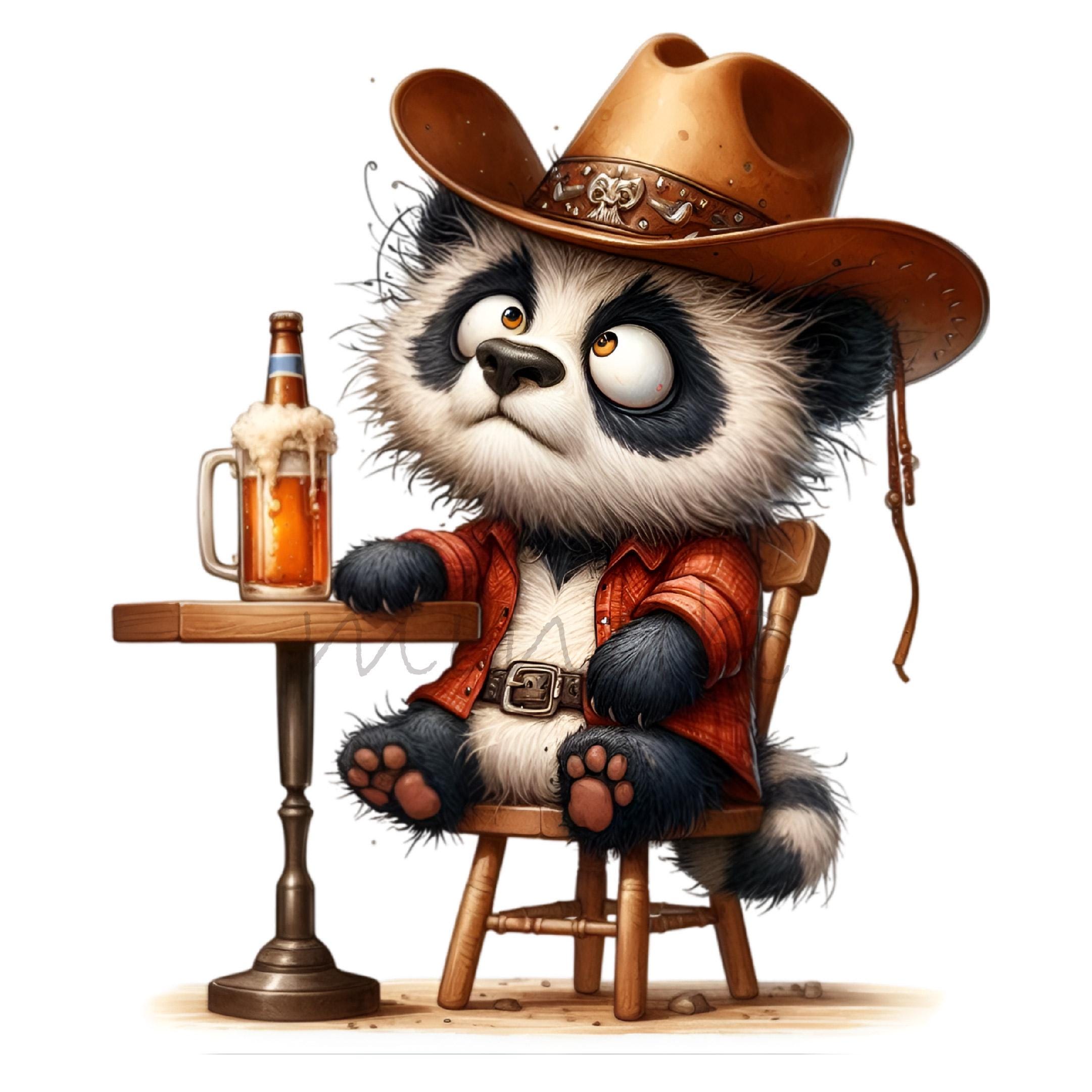 12 PNG Funny Panda Cowboy, Beer Mug Sublimation, Western Skull Hat ...