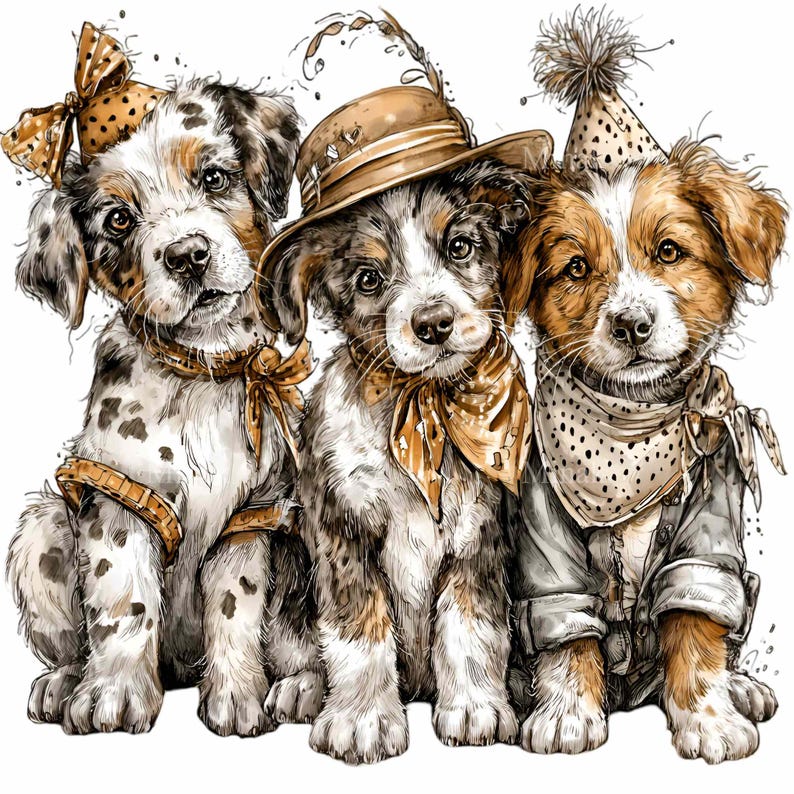 10 PNG Puppy Clipart – Birthday Dogs Illustration With Party Hats for ...