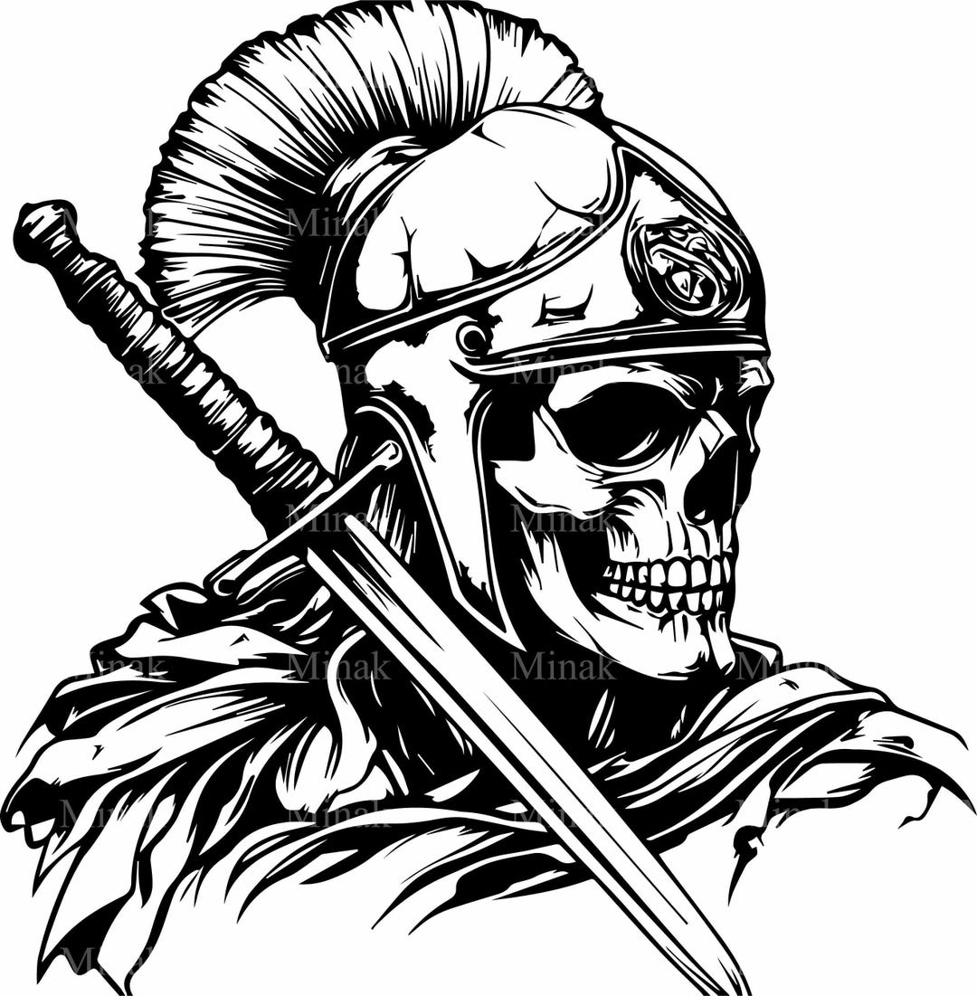 4 SVG Skeleton Roman Warrior SVG, Skull Gladiator Cut File, Soldier ...