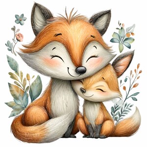 14 PNG Familie Clipart - Mama und Baby Fuchs digitaler Download für ...