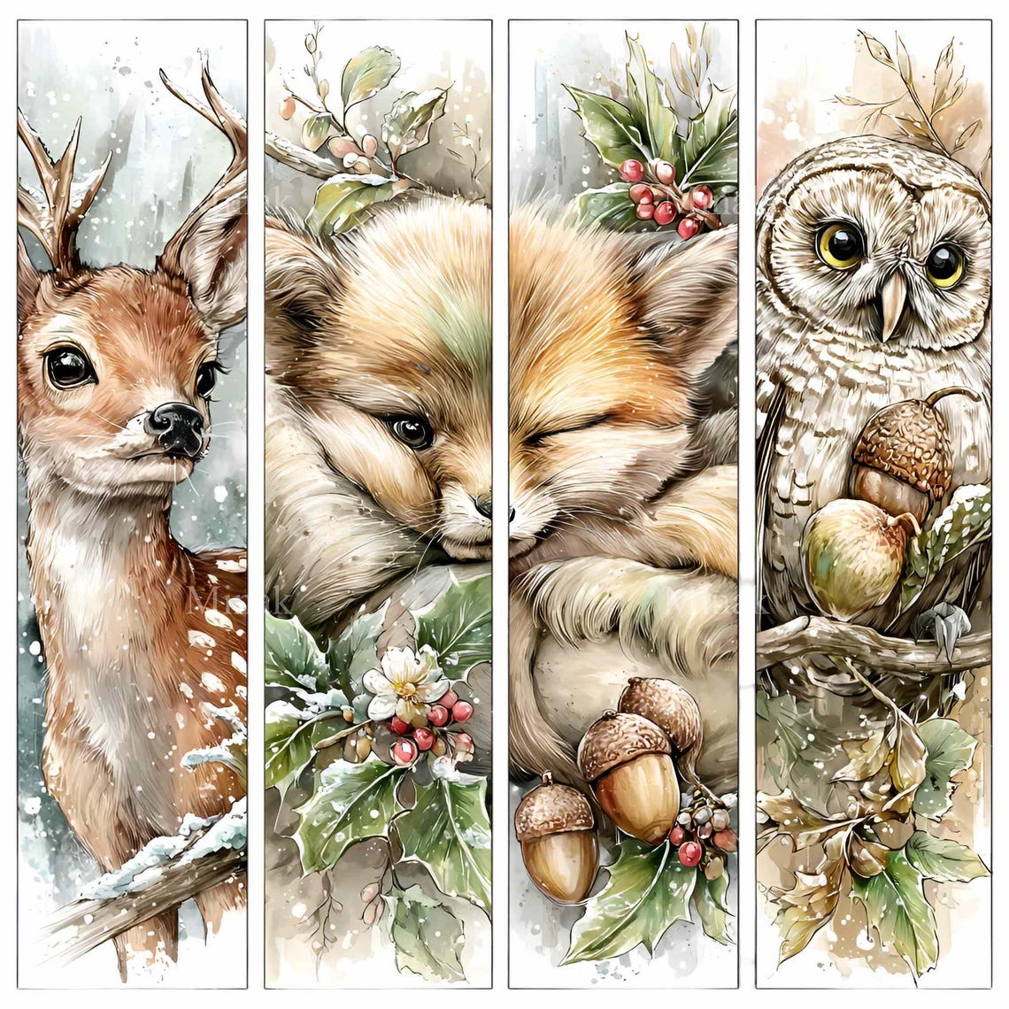 10 PNG Woodland Animal Clipart Set – Deer Fox Owl Squirrel PNG for ...