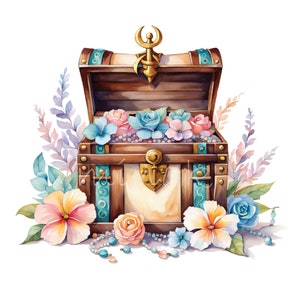 Treasure Chest Clipart PNG, 25 Watercolor Pirate Jewelry Png ...
