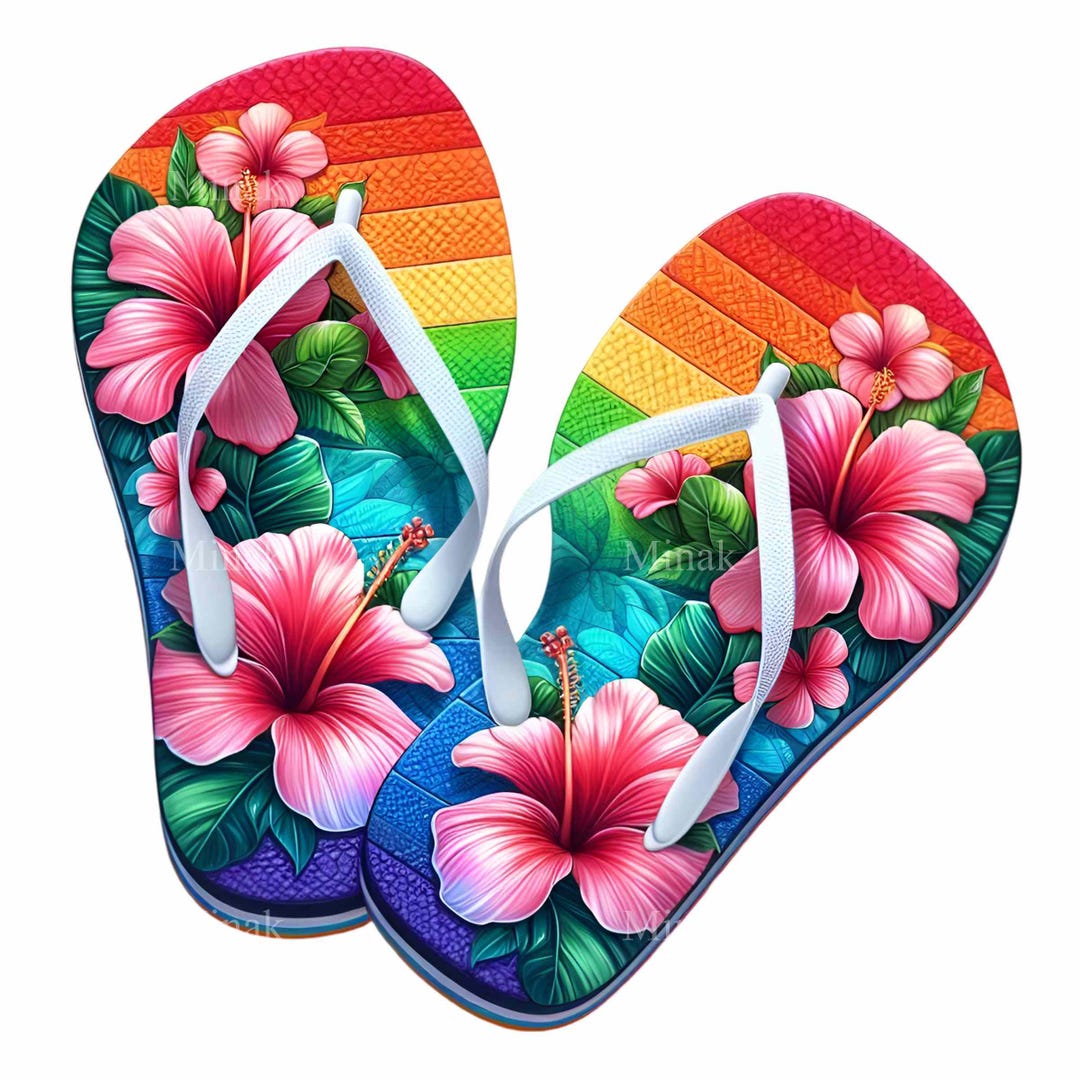 14 PNG Rainbow Flip Flops – Tropical PNG Clipart – Colorful Summer ...