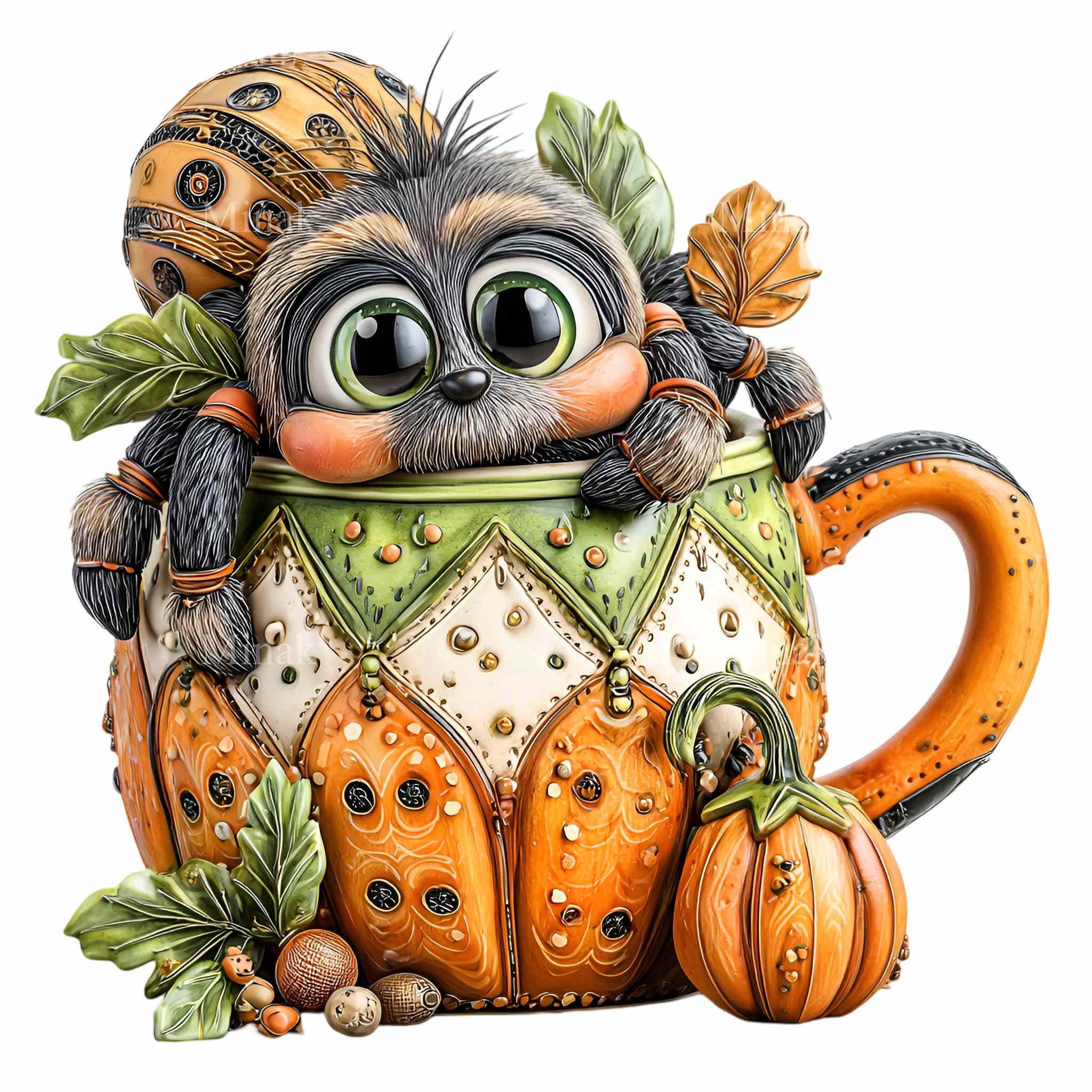 15 PNG Funny Spider Clipart – Autumn Bug in Colorful Mug PNG – Fall ...