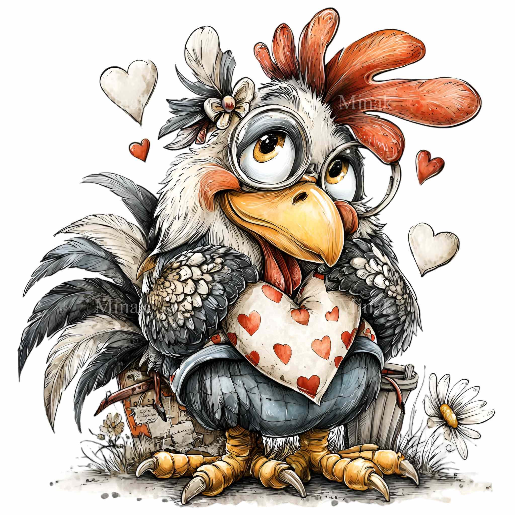 10 PNG Romantic Chickens – Rooster Couple PNG Clipart – Lovers Bird ...