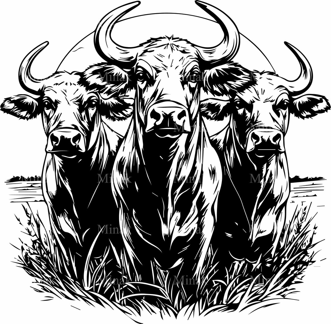 4 SVG Trio of Majestic Cows SVG Cut File, Farm Animal Clipart, Cow ...