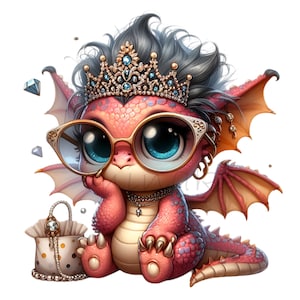 15 Princess Dragon PNG Clipart - Cute Fantasy Dragon With Tiara ...