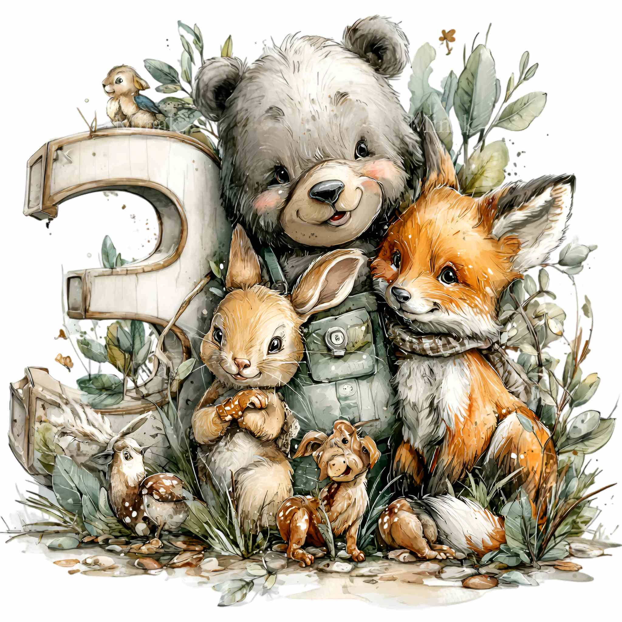 15 PNG Woodland Animals Number 3 Clipart – Third Birthday PNG for ...