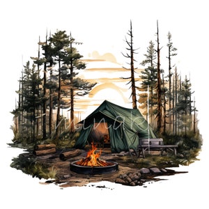 Tent Clipart PNG, 10 Watercolor Outdoor Camping Adventure Illustration ...