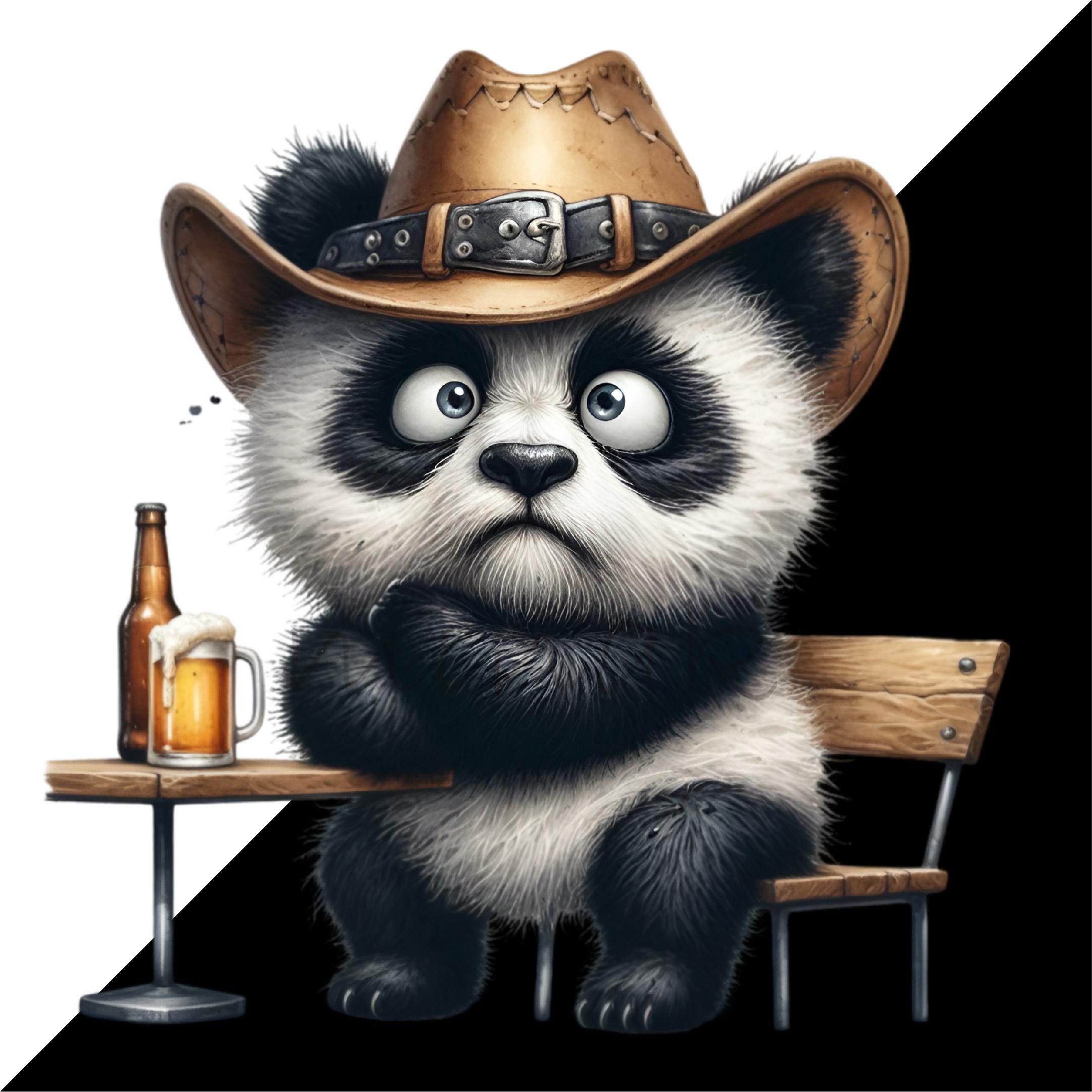 12 PNG Funny Panda Cowboy, Beer Mug Sublimation, Western Skull Hat ...