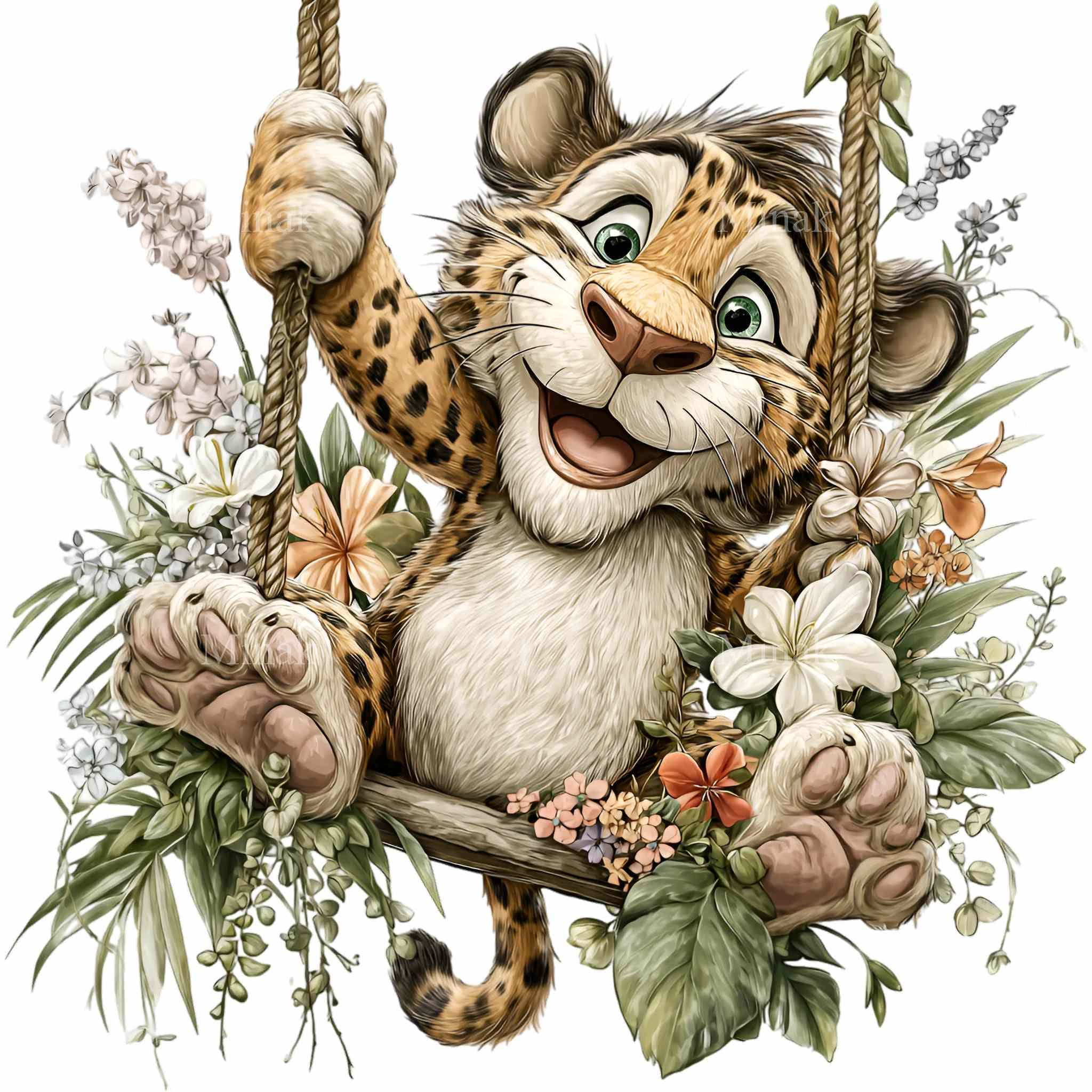 14 PNG Tiger Swing Clipart – Cute Tiger PNG – Jungle Animal Art With ...
