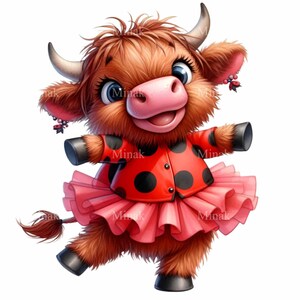 12 PNG Ladybug Cow Clipart – Spring Farm Animal Illustration, Nursery ...