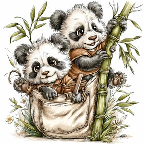 12 PNG Baby Panda Duo – Cute Panda PNG Clipart for Kids Crafts, Nursery ...