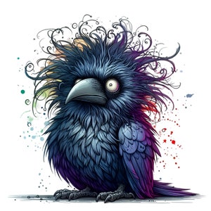 Raven Bird Funny Comics 12 PNG Cartoon Illustration Clipart - Etsy
