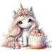 Unicorn Clipart, Birthday Cake Clipart, 20 PNG, Watercolor Pastel ...