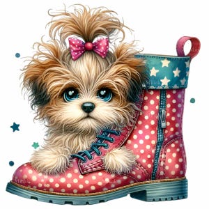 12 PNG Spring Puppy Clipart – Dog in Garden Boots Illustration, Flower ...