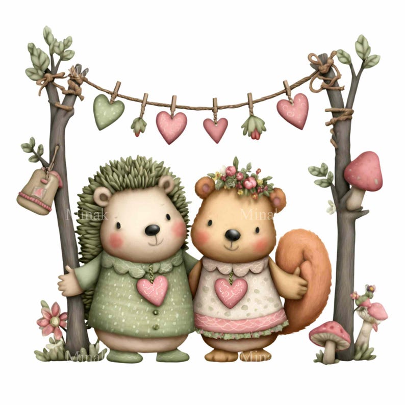 16 PNG Woodland Animal Clipart – Cute Hedgehog and Squirrel PNG With ...