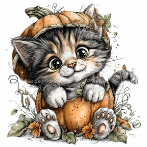 10 PNG Pumpkin Kitten – Fall Cat PNG – Cute Autumn Clipart for Kids ...
