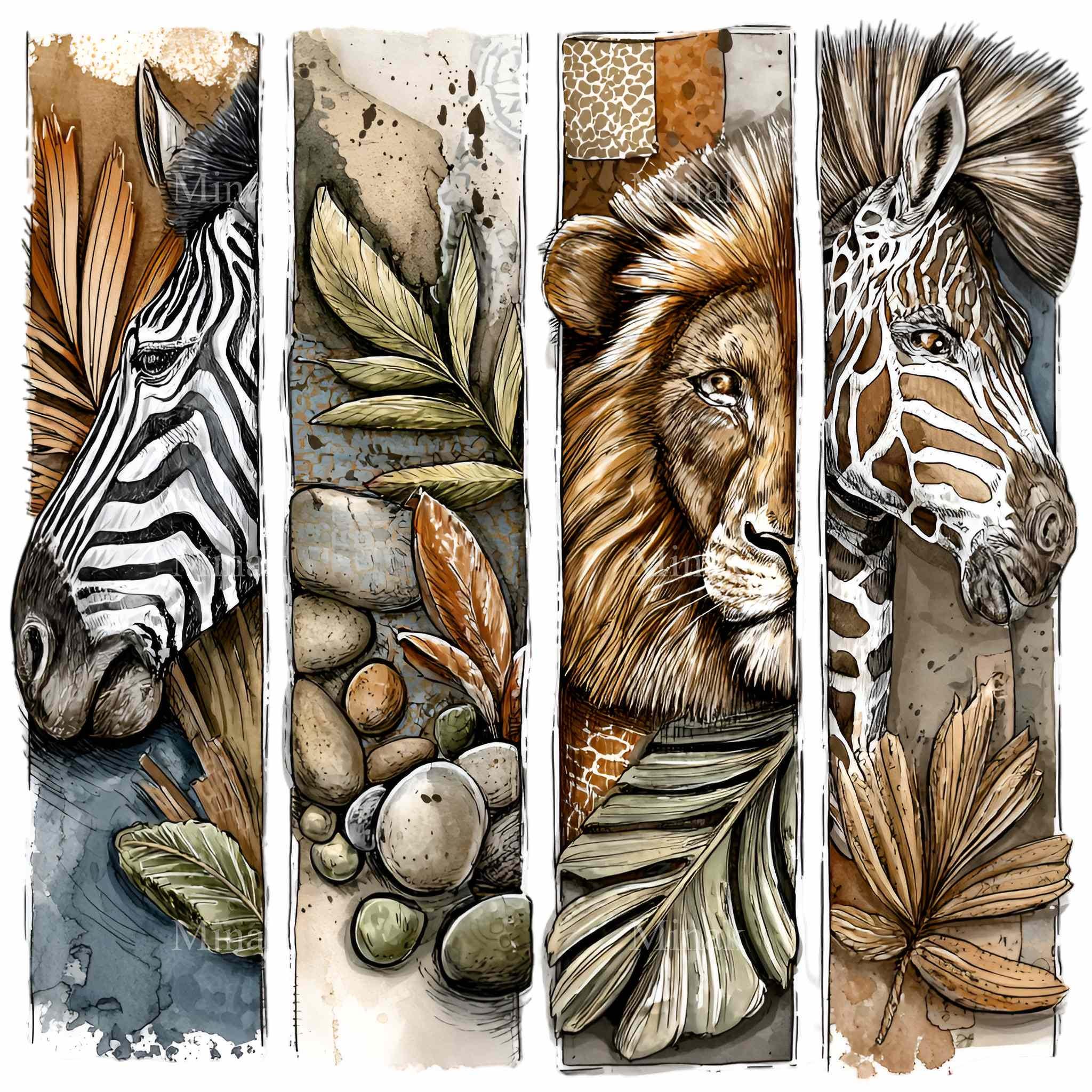 11 PNG Safari Animal Clipart, Lion Leopard Zebra, Neutral Jungle ...