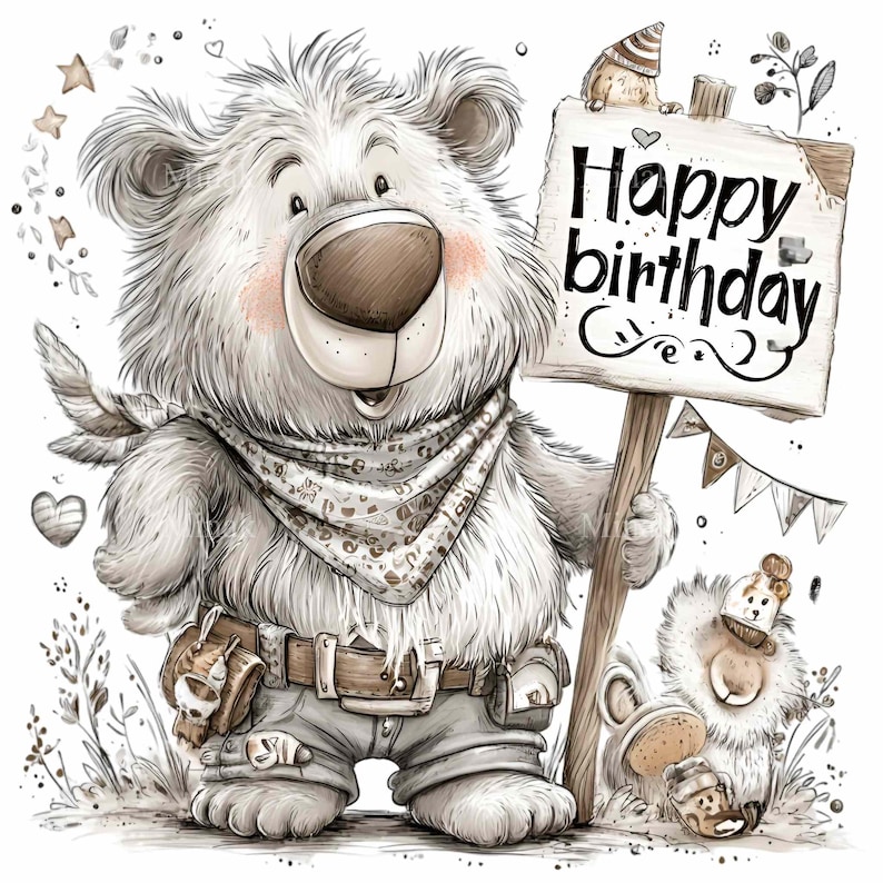 14 PNG Birthday Bear Clipart – Cute Animal PNG – Happy Birthday Sign ...